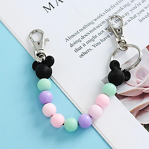 Fancheer Mouse Ears Holder for Backpack Bag Beaded Lanyard Keychain Trip Accessories Headband Hanging Display Organizer Decor Purple