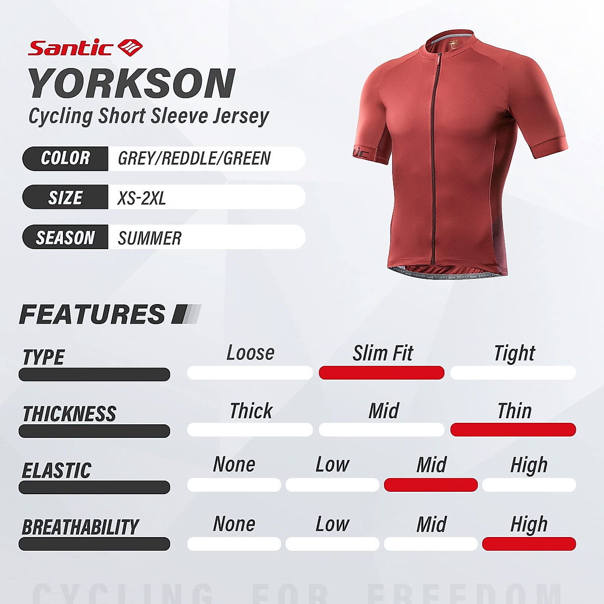Santic Cycling Jerseys for Men Short Sleeve Cycling Tops Mens Biking Jersey Cycling Shirts Breathable Yorkson