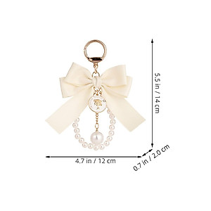 GALPADA Tassel Bow-knot Keychain Car Keyring Holder Purse Bag Charm Vintage Keychain Bag Ornament for Girls Women Handbags Tote Purse Car Beige