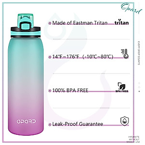 Opard 30oz Sports Water Bottle with Leak Proof Flip Top Lid BPA Free Tritan Reusable Plastic for Gym and Outdoor