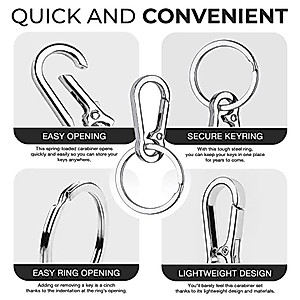 Keychain Clip Carabiner - Zinc Keychain with Key Carabiner to Keep Your Keys Right Where You Need Them - Multipurpose Secure Keyring