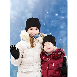 Gnodio 8 Pack Kids Beanie Hats and Gloves Set Kid's Knitted Beanies Hat Winter Gloves for Boys Girls
