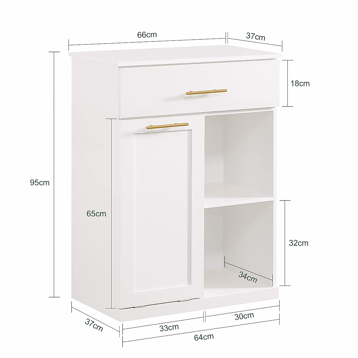 Haotian Bathroom Laundry Cabinet, Tilt-Out Laundry Hamper, Narrow Storage Cabinet with Drawer and Shelves, Bathroom Storage Cabinet Unit with Removable Basket, White BZR66-W