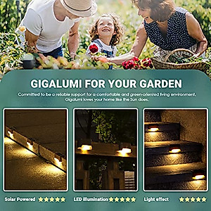 GIGALUMI 12 Pcs Solar Deck Lights, Bronze Finished Waterproof Led Solar Lamp for Outdoor Pathway, Yard, Patio, Stairs, Step and Fences. (Warm White)