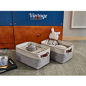 DECOMOMO Small Baskets | Storage Baskets for Organizing Shelves Linen Closet Bathroom Baby Cloth Nursery Fabric Bulk Decorative Empty Baskets for Gifts (Grey and White, Small - 6 Pack)