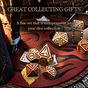 Kopana DND Metal Dice Set, 7-Piece Polyhedral Dragon Metal Dice Suitable for Role Playing Game(with Storage Bag&Gift Case)