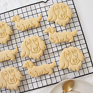 Set of 2 Long Haired Dachshund cookie cutters (Designs: Body & Face), 2 pieces - Bakerlogy