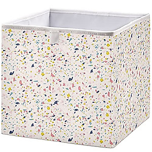 visesunny Closet Baskets Colored Terrazzo Pattern Storage Bins Fabric Baskets for Organizing Shelves Foldable Storage Cube Bins for Clothes, Toys, Baby Toiletry, Office Supply
