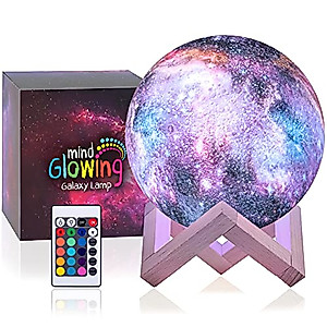 Mind-Glowing Galaxy Moon Lamp with 16 Colors, Touch/Remote, Wood Stand - Teen Girls Gifts Trendy Stuff - Birthday Gift for 6 7 8 9 10 11 12 Year Old Teenage Girl - Cool Night Light for Kids (5.9 inch)