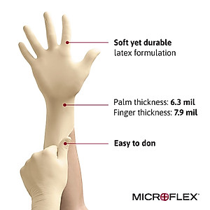 Microflex Diamond Grip MF-300 Disposable Latex Gloves for Automotive, Healthcare, Machinery Industries - Small, Natural (Case of 1000)