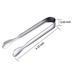 12 Pieces Sugar Tongs Ice Tongs Stainless Steel Mini Serving Tongs Appetizers Tongs Small Kitchen Tongs for Tea Party Coffee Bar Kitchen (Silver, 4.3 Inch)