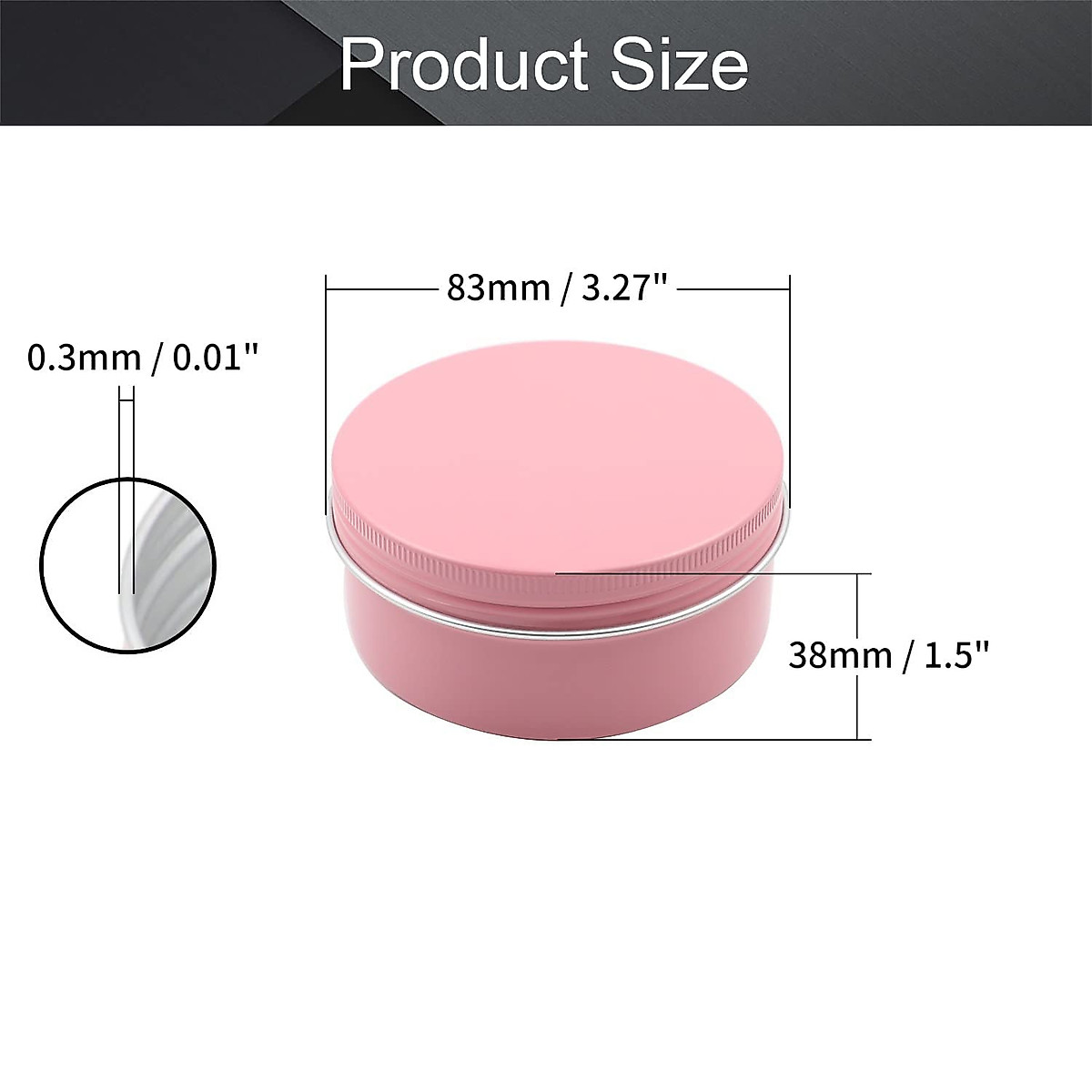 Fielect 6 Pcs Aluminum Round Cans with Lid, 5 Oz Metal Tins Food Candle Containers with Screw Tops for Crafts, Food Storage, DIY Pink 150ml