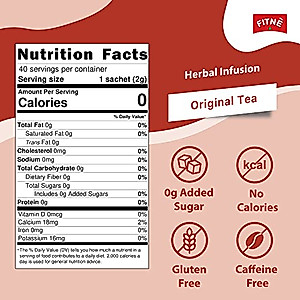 FITNE Original Herbal Tea Senna Infusion Healthy Wellness Beverage Natural Gentle Detox Cleanse No Calories Caffeine Free, 40 Tea Bags