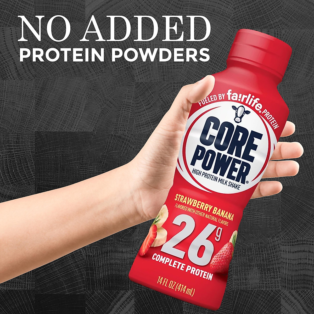 Core Variety Power Elite High Protein Shakes (26 Grams) 14 Oz. in The Award Box Packaging (Chocolate Vanilla Strawberry, 6 Pack)