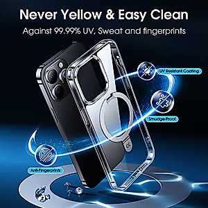 CASEKOO Magnetic Clear Designed for iPhone 14 Pro Max Case with Invisible Stand [Compatible with MagSafe] [Non Yellowing] Shockproof Protective for Women Men Phone Cases 6.7 Inch 2022, Clear