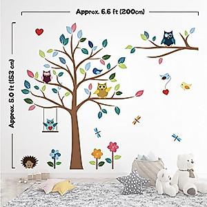 TIMBER ARTBOX Cheerful Safari Nursery Wall Decor – Woodland Jungle Wall Decals with Owls & Tree – Cute Animal Stickers for Kids Room, Baby Boys and Girls Bedroom, Classroom & Daycare Decorations