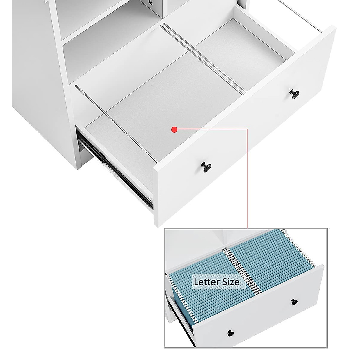 Wood File Cabinet with a Big Drawer, Mobile Lateral Filing Cabinet for Home Office Storage Cabinet Organizer (White)