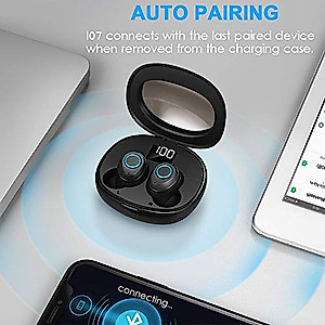 Wireless Earbud, Bluetooth 5.1 Headphones Mini Bluetooth Earbud with HD Mic, Bluetooth Earphones in Ear with USB C Charging Case, IP7 Waterproof Wireless Headphones, Deep Bass, 30H Headset for Sports