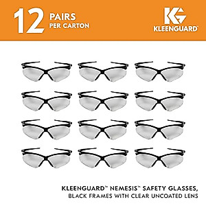 KleenGuard™ V30 Nemesis™ Safety Glasses (25676), Clear Lenses, Black Frame, Unisex for Men and Women (Qty 12)