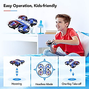Potensic 2 Pack Mini Drones, RC Quadcopter for Kids Beginners with IR Battle Mode, 3D Flip, Circle Fly, Self-Rotate, 3 Speeds, Headless Mode, Altitude Hold, Flying Toy Gift for Boys Girls (Red, Blue)