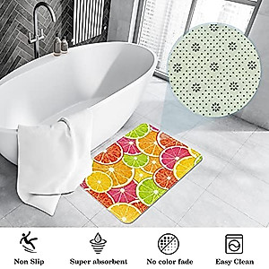Washable Rug, Indoor or Outdoor Rugs Door Mats Carpet for Front Porch, Kitchen, Farmhouse, Entryway, Lemon Orange Grapefruit Fruit