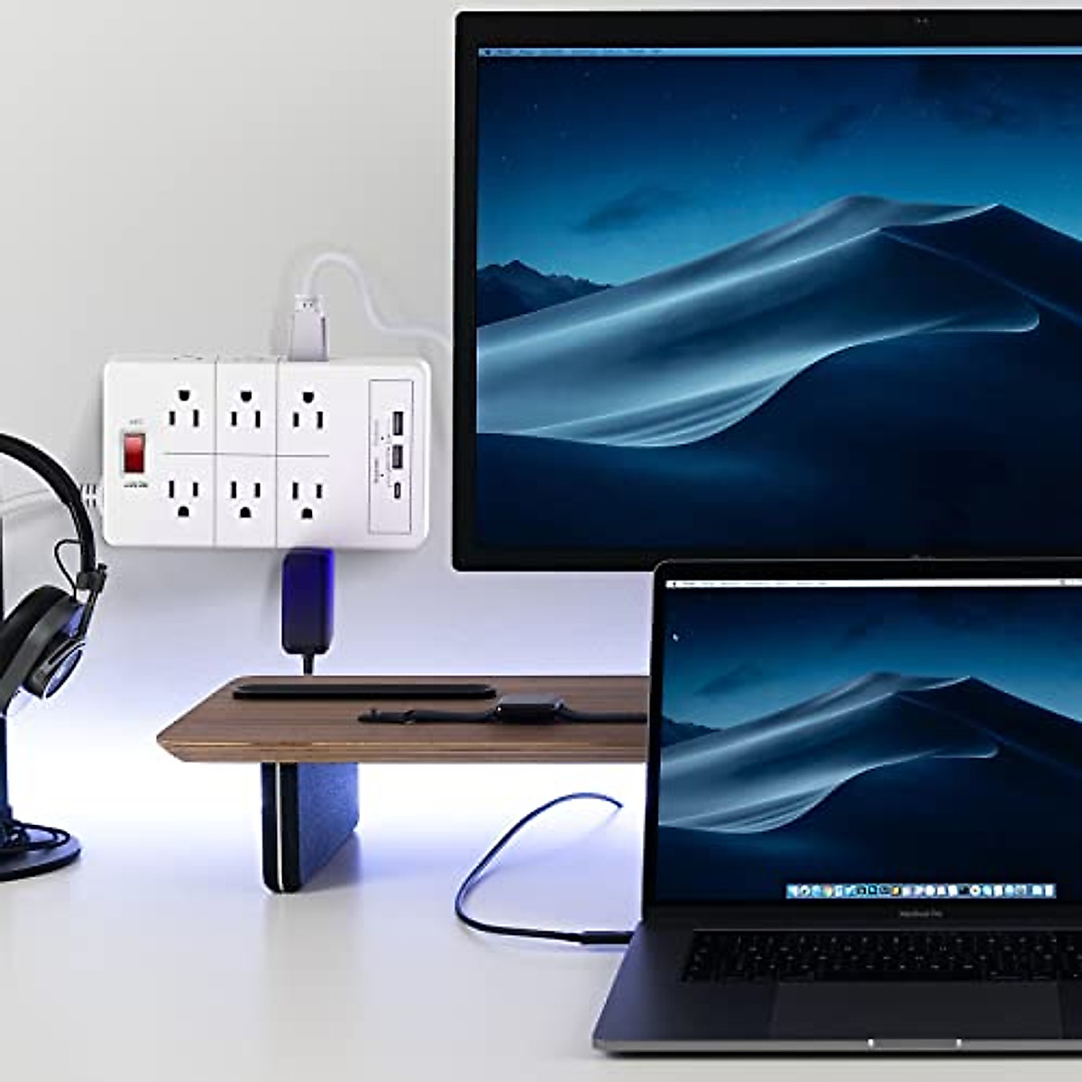 Power Strip with USB C - 12 Widely Outlets with 2 USB Charging Ports+1 USB C Total 3.1 A, 6 ft Long Heavy Duty Extension Cord,Overload Surge Protection, Surge Protector Wall Mount for Home (White)