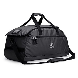 G4Free 60L Gym Bag, 3-Way Duffle Bag with Shoes Compartment & Wet Pocket for Men Women, Water-resistant Duffel Backpack for Sports Travel Camping Weekender Overnight Bag, Black