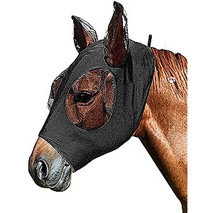 fadumnle Horse Mask, Horse Fly Mask，Horse Mask with Ears,Super Comfort Elasticity Fly Mask with UV Protection for Horse-Checker Board(Black, Blue)