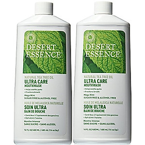 Ultra Care Mouthwash - Made With Natural Tea Tree Oil - Sugar-Free, Alcohol-Free - Mega Mint, 16 fl oz (Pack of 2)