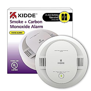 Kidde Smoke & Carbon Monoxide Detector, AA Battery Powered, Voice Alerts, LED Warning Light Indicators
