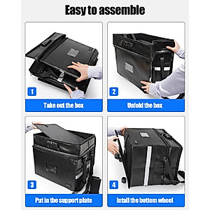 DEEGO Rolling File Box, Fireproof Document Box with Wheels Multi-Layer Water-Resistant File Organizer Portable file Cabinet Document Safe filing box for Home Office for Hanging Letter/Legal Folder