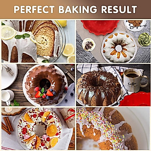 Aokinle European Grade Top-Level Silicone Cake Mold, Non Stick 9 inch Fluted Tube Cake Pan for Bakeware for Cake, Jello, Gelatin, Bread, Monkey Bread, Brownie, Round baking pan, BPA Free Bakeware