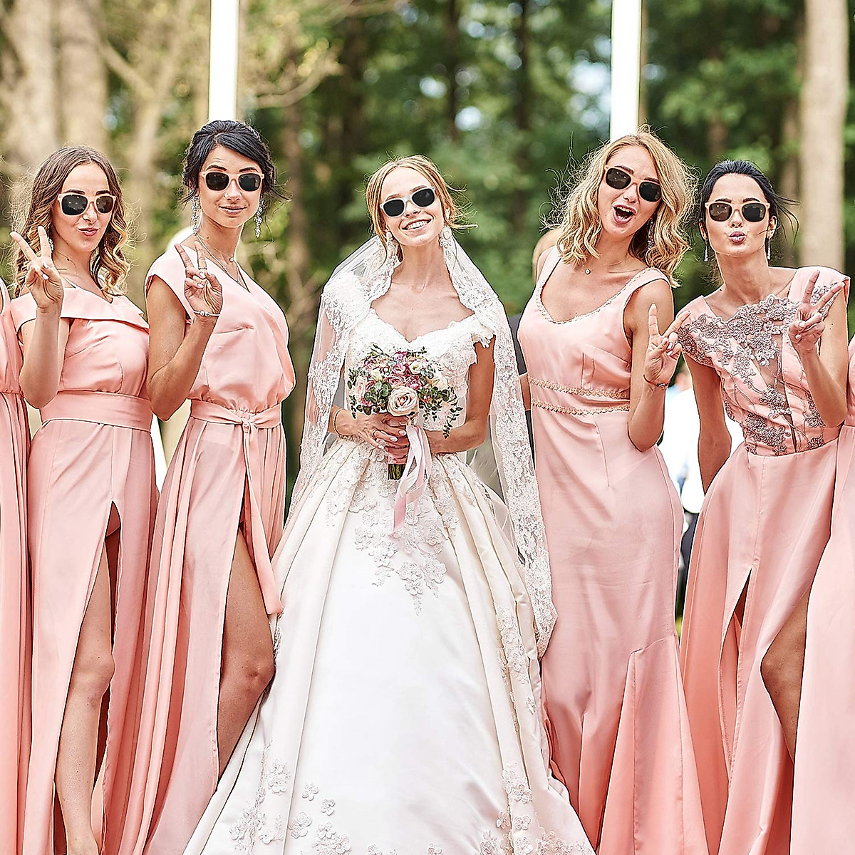 NewShun Bachelorette Party Sunglasses 10 PCS for Bridal Shower & Weddings Favors (Pink)