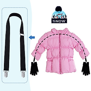 Dingion 9 Pcs Glove Clips for Kids Adjustable Mitten Clips Elastic Winter Hat Glove Clips Stainless Steel Mitten Holder Clips for Toddler Kids, Black