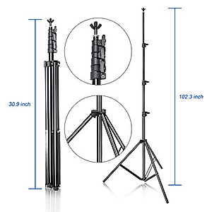 EMART Photo Video Studio Backdrop Stand Kit, 8.5x10ft Adjustable Photography Green Screen Support System with 3 Muslin Backgrounds for Photoshoot (Black White Green)
