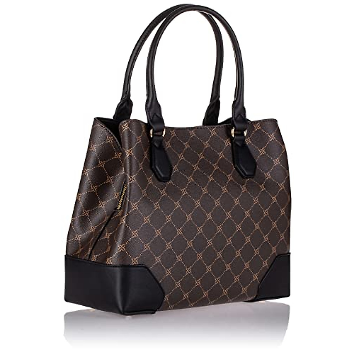 NINE WEST womens Brooklyn Jet Set Carryall SATCHEL, Brown/Black, One Size US