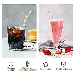 6 Pcs Reusable Glass Straws with 2 Cleaning Brushes, Cute Colorful Flower Glass Straws Shatter Resistant, Reusable Straws Dishwasher Safe for Smoothies, Milkshakes, Juices, Teas