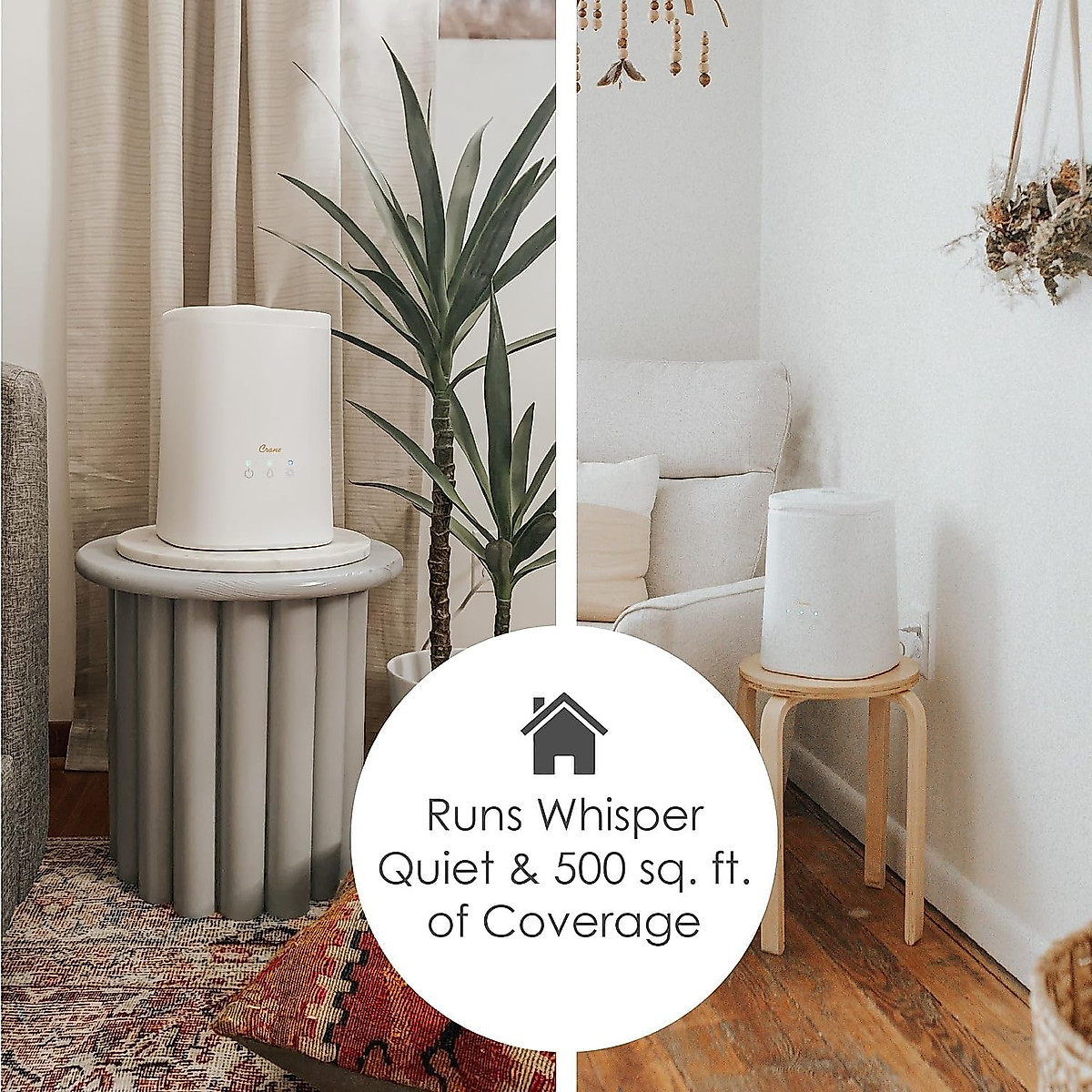 Crane Diffuser and Top Fill Ultrasonic Air Humidifiers for Bedroom and Office, 1.2 Gallon Cool Mist Humidifier for Large Room and Home, No Humidifier Filters Needed, White