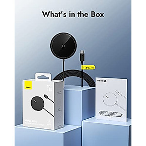 Baseus Wireless Charger for Magsafe, 15W Mini Lightweight Magnetic Wireless Charger with N52 Strong Magnets & Aerogel, Upgraded Temperature Control Compatible with iPhone 12/13/14 Series