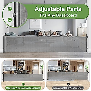 200 Inch Retractable Baby Gates Extra Wide Retractable Dog Gate for Super Wide Openings Indoor Extra Wide Baby Gate Outdoor Retractable Gates for Dogs Baby Fence Play Area Garage Gate Deck Gate, Gray