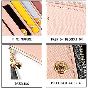 FFpaw Wallet Women RFID Blocking Small Womens Wallet Leather Slim Phone Clutch Long Coin Purse Travel Zipper Pocket Credit Card Holder for Women Ladies