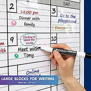 Dry Erase Two Month Laminated jumbo Wall Calendar, 38" x 50", Huge bimonthly Vertical Laminated Erasable White Board, Giant 60 day Family Whiteboard Schedule Planner, Large Multi Month Reusable Poster