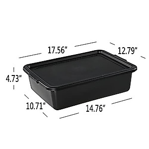 Obstnny 4 Pack 13 L Commercial Bus Tub with Lid, Plastic Bus Box, Black