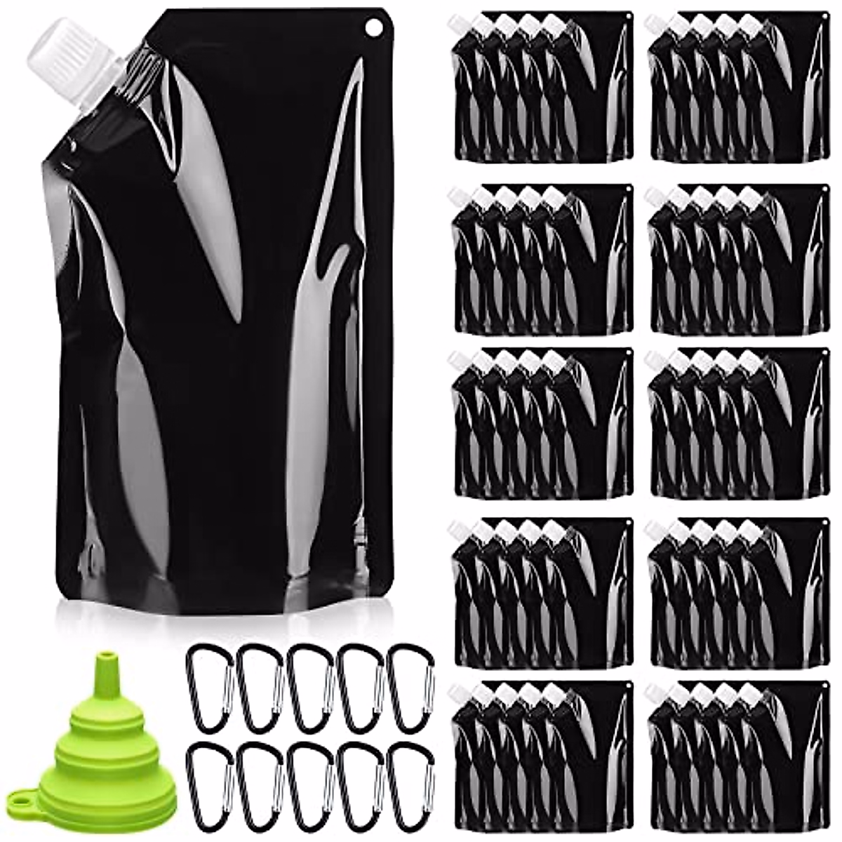50 Pcs Plastic Flasks Flasks Drink Pouches Reusable and Concealable 16 oz Drink Bags Plastic Drink Flasks Sneak Travel Pouches Kit with Funnel and Buckles for Women Men Travel Outdoor Sports