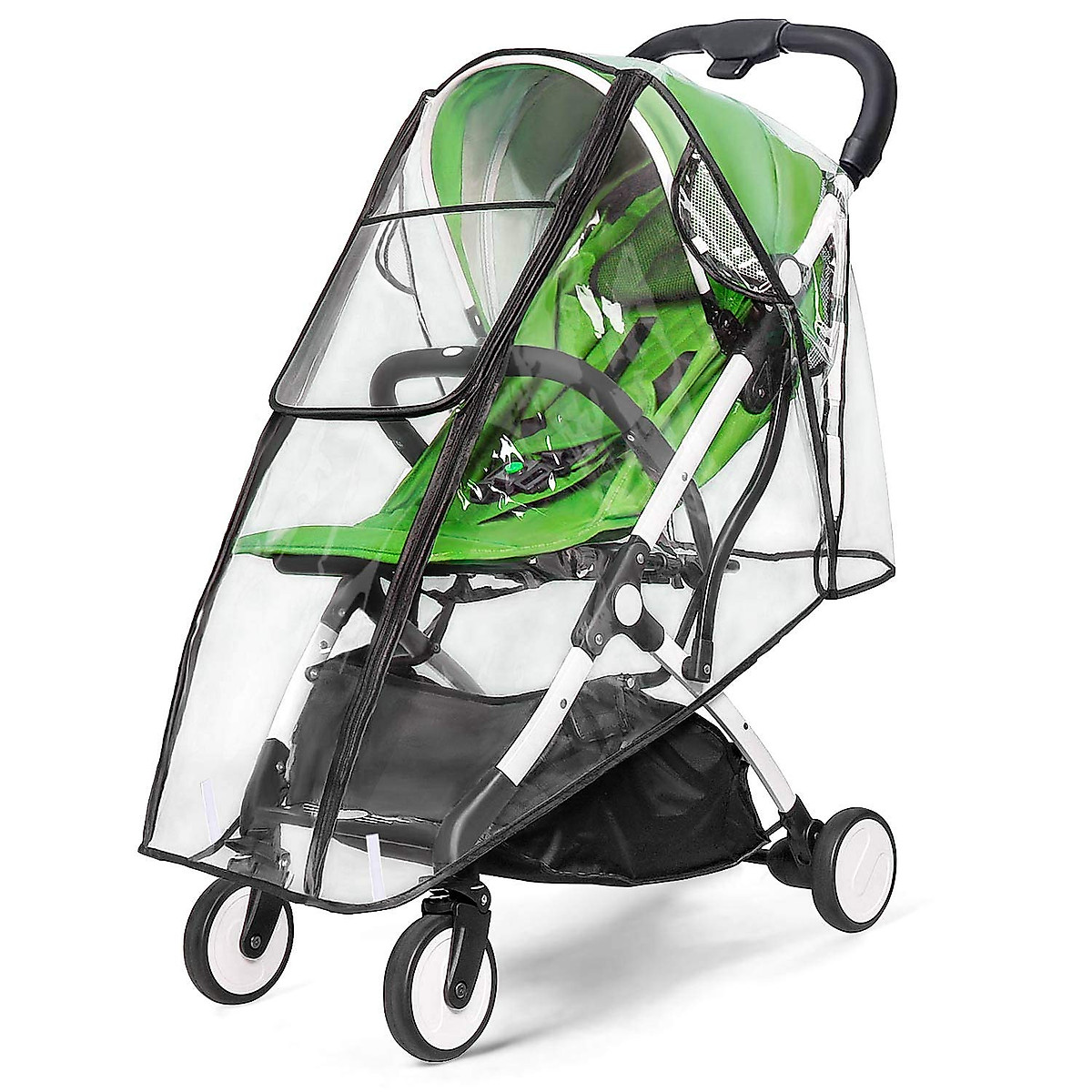 Universal Stroller Rain Cover, Double Door Design & Large Storage Baby Stroller Weather Shield, Waterproof Stroller Cover, Food Grade EVA, Eye Protect (L)