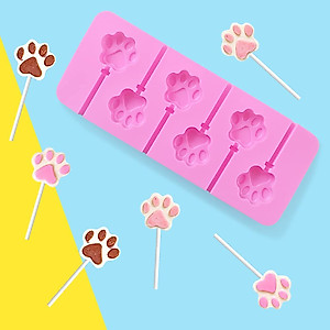 Newk Lollipop Silicone Mold, 4 Packs 6- Cavity Non-Stick Paw Silicone Molds for Lollipop Chocolate Candy