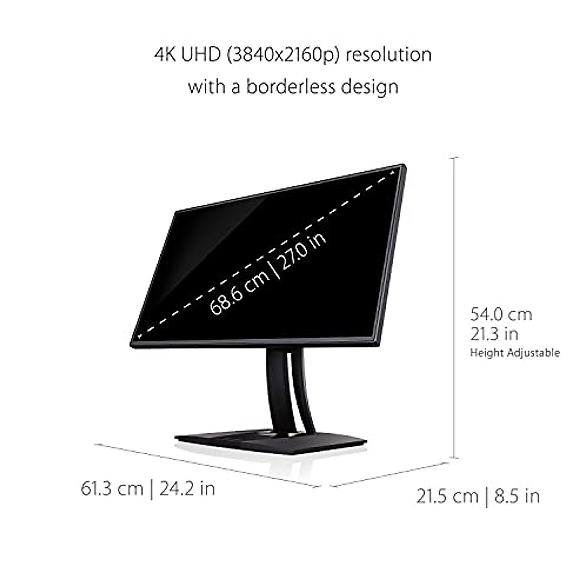 ViewSonic VP2768-4K 27-Inch Premium IPS 4K Monitor with Advanced Ergonomics, ColorPro 100% sRGB Rec 709, 14-bit 3D LUT, Eye Care, HDMI, USB, DisplayPort for Home and Office