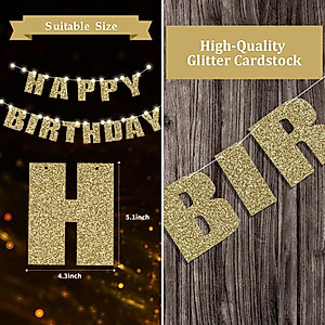 RUBFAC 72pcs DIY Happy Birthday Letters Banner Kit, Glitter Customizable Banner Kit Including 67 Letters and Numbers 3 Rope and 2 Lights, Personalized Banner Wall Decor for Birthday Party