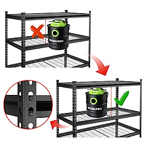 WORKPRO 5-Tier Metal Storage Shelving Unit, 48”W x 24”D x 72”H, Adjustable Storage Rack Heavy Duty Shelf, 4000 lbs Load Capacity (Total), for Garage, Kitchen, Bathroom, Warehouse, Black/Sliver, 2 Pack