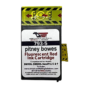American MAILING Solutions INC. | 2-Pack | PB 793-5 Replacement Red Fluorescent Ink Cartridge for Postage Meters DM100i, DM125i, DM150i, DM175i, DM200L, DM225, SendPro 300, C200, C300, C400, C425